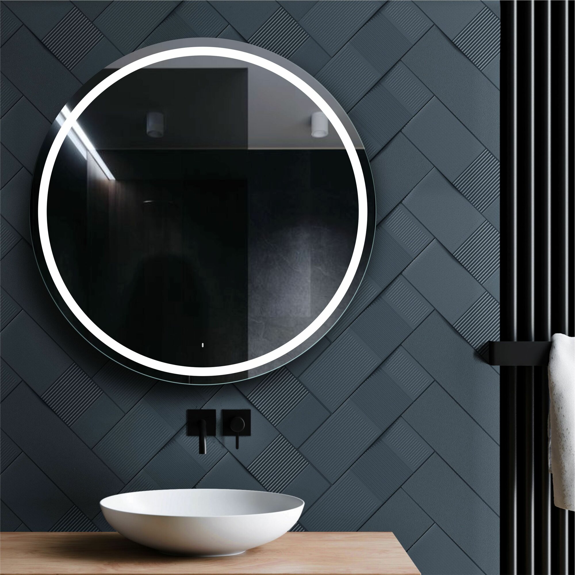 Зеркало интерьерное Финист, серия Alkiona, 80 см, настенное, светодиодная подсветка, фронтальная