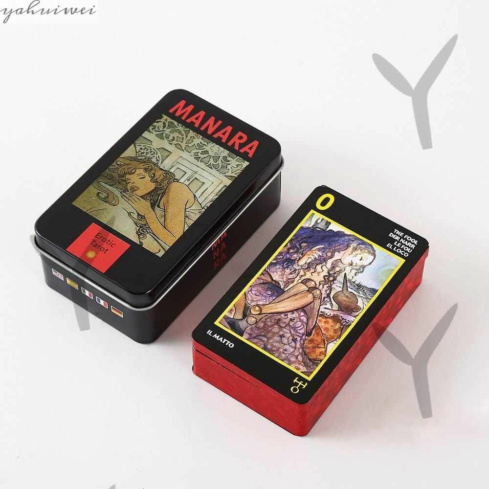 Карты Таро уэйта манара эротическое с железной коробкой / Manara erotic tarot 10*6см. wu
