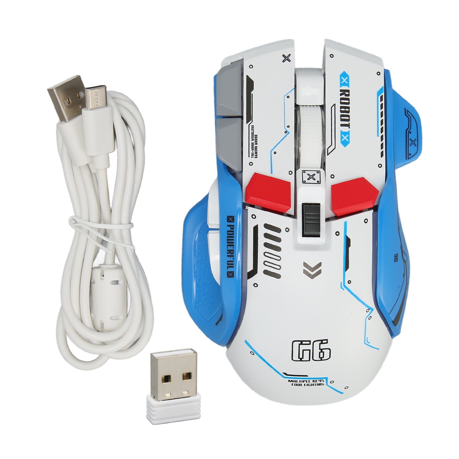 Игровая мышь, проводная, 2,4G, Bluetooth, 3 режима, игровая мышь с регулируемым разрешением, 5 точек на дюйм и 11 RGB-подсветкой для Windows, Android, IOS, белая