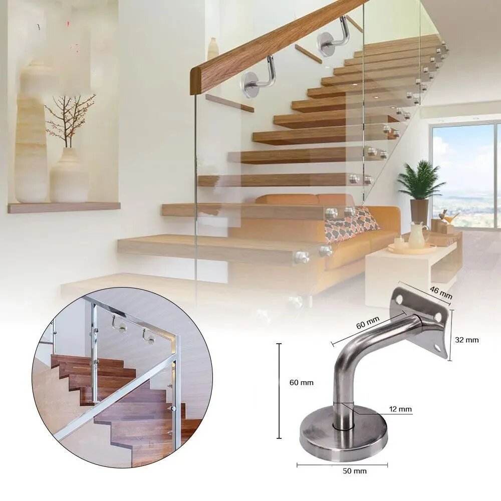 Кронштейн для поручней на стену из нержавеющей стали, опора лестничных перил с подшипником, прочный кронштейн для лестницы и ванной, универсальное крепление перил