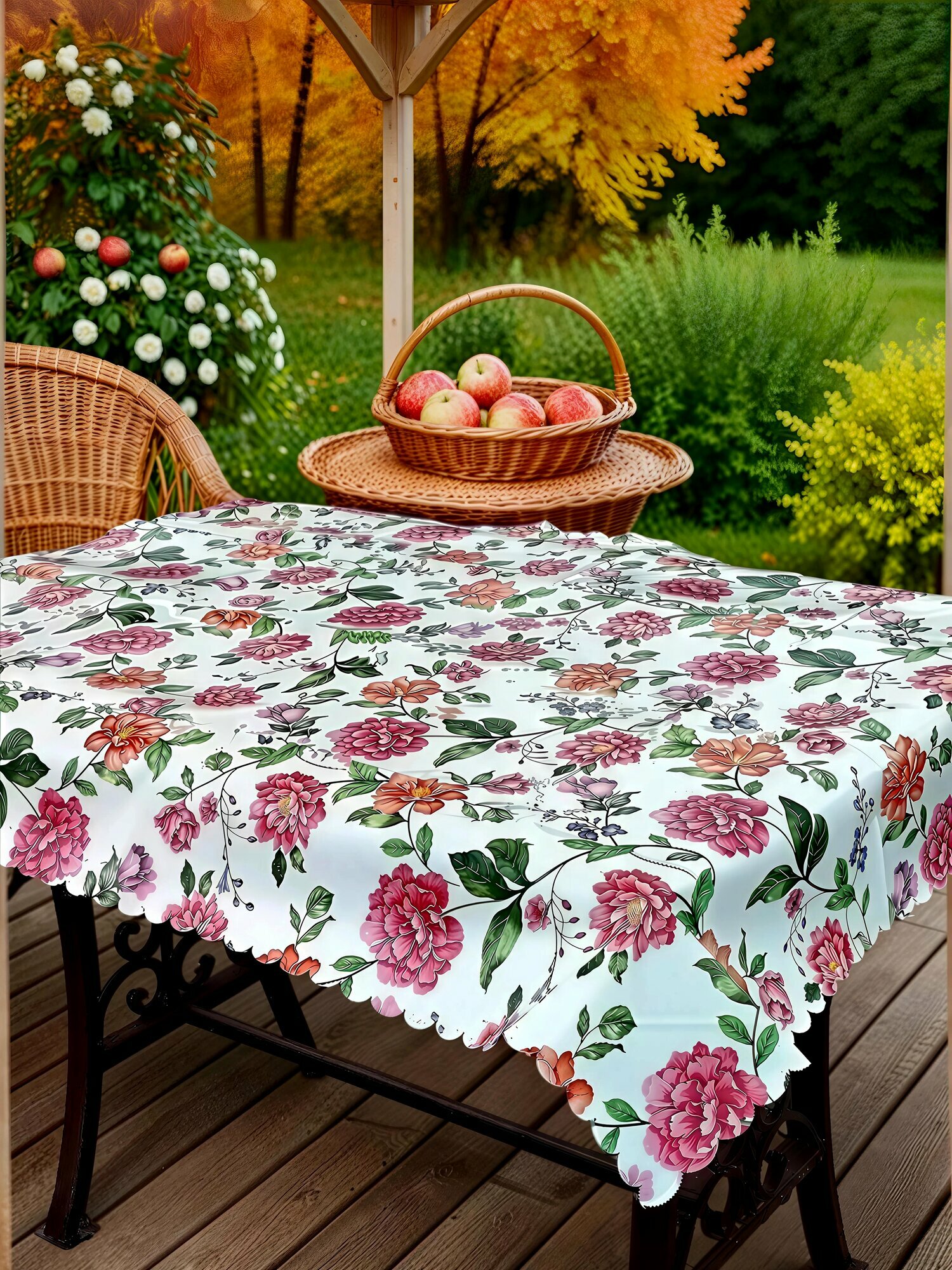 Скатерть на стол Laid Table клеенка для кухни тканевая 100 x140 водоотталкивающая , праздничный декор для дачи и дома