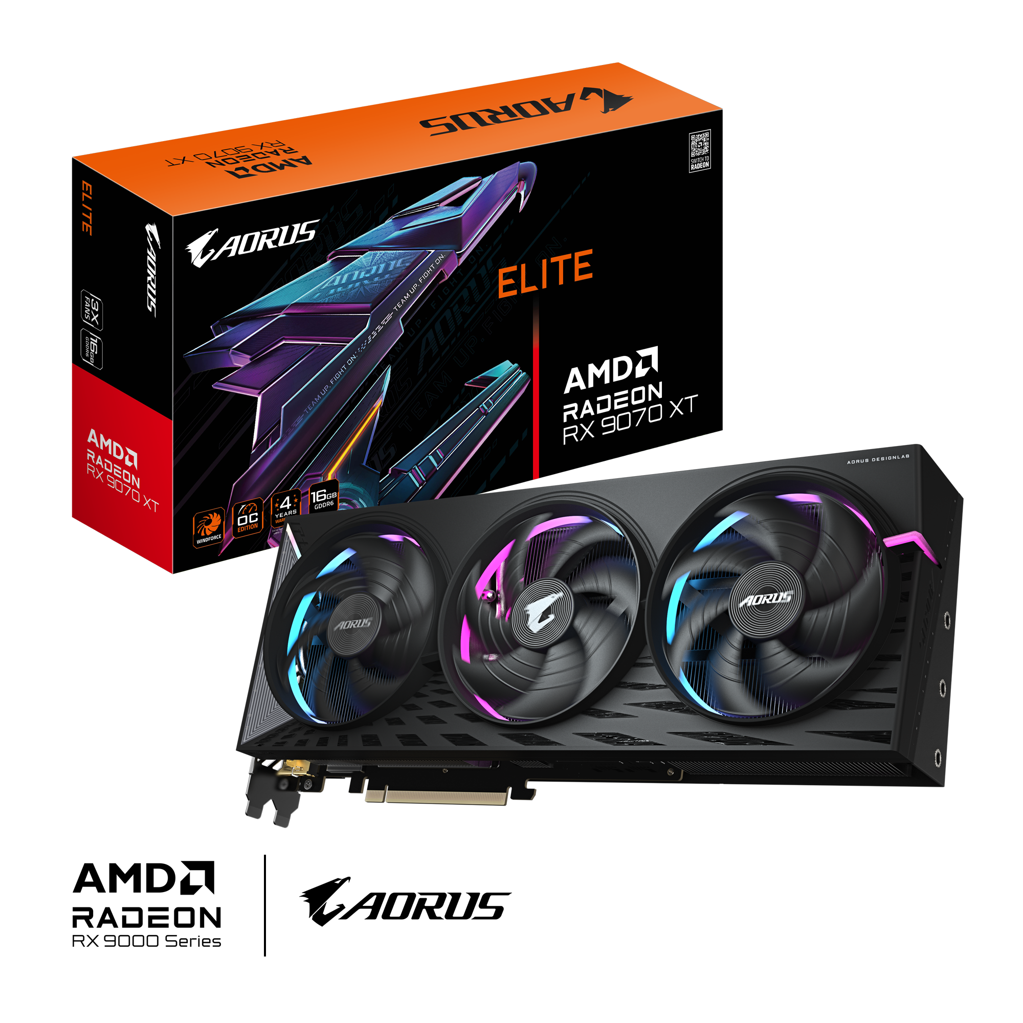 Видеокарта GIGABYTE Radeon RX 9070 XT AORUS ELITE 16GB (GV-R9070XTAORUS E-16GD)