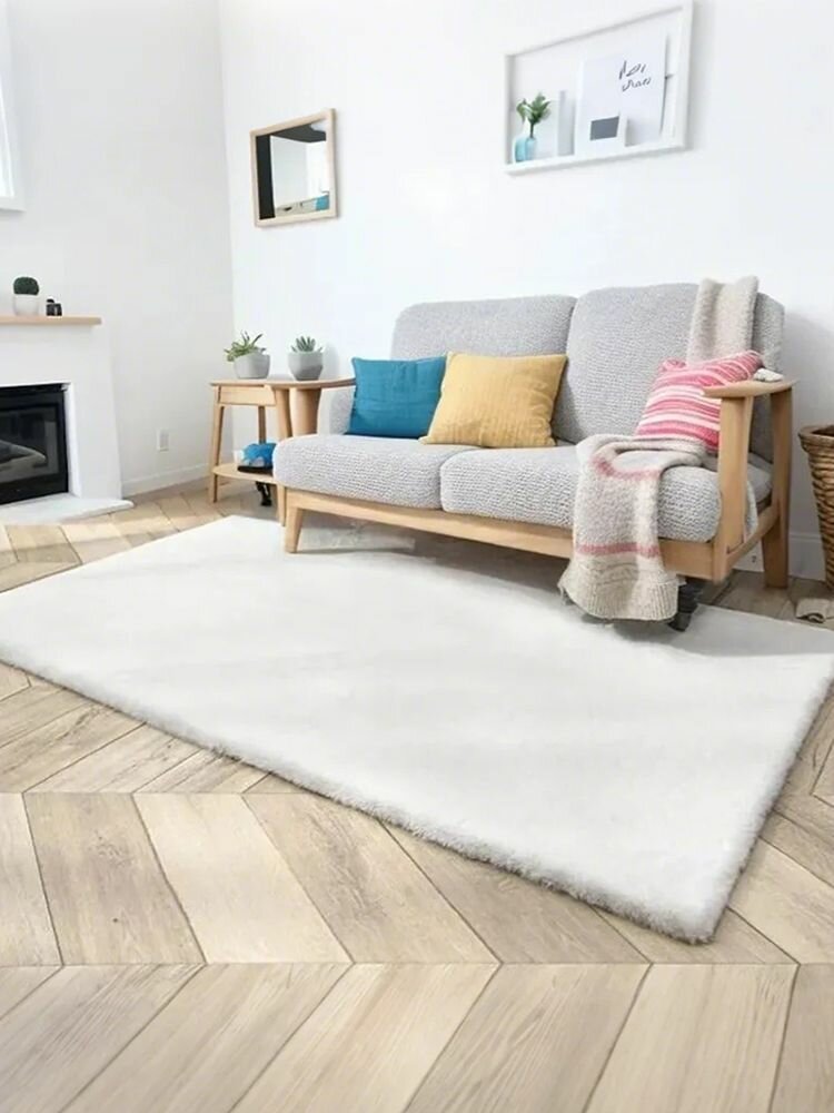 Квадратный ковер из искусственного меха кролика, короткий плюш, точечное пластиковое нескользящее дно, можно использовать в спальне гостиной детской комнате