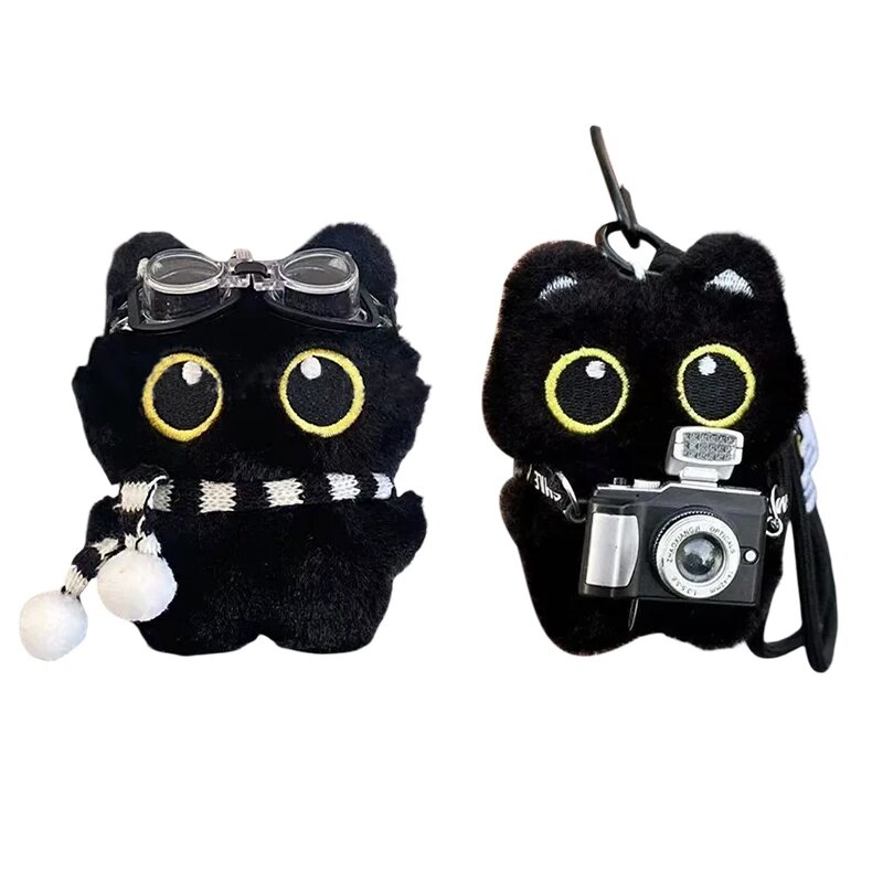 Плюшевый брелок черный кот