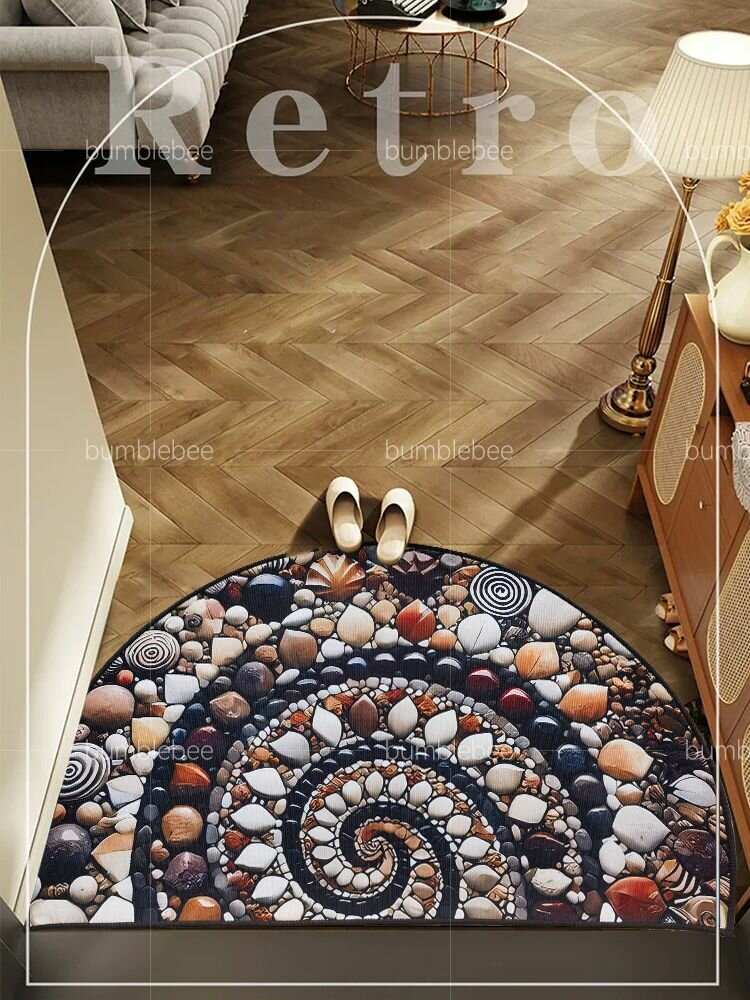3D коврик для прихожей с эффектом камня, полукруглой формы, 0.6 0.9 м