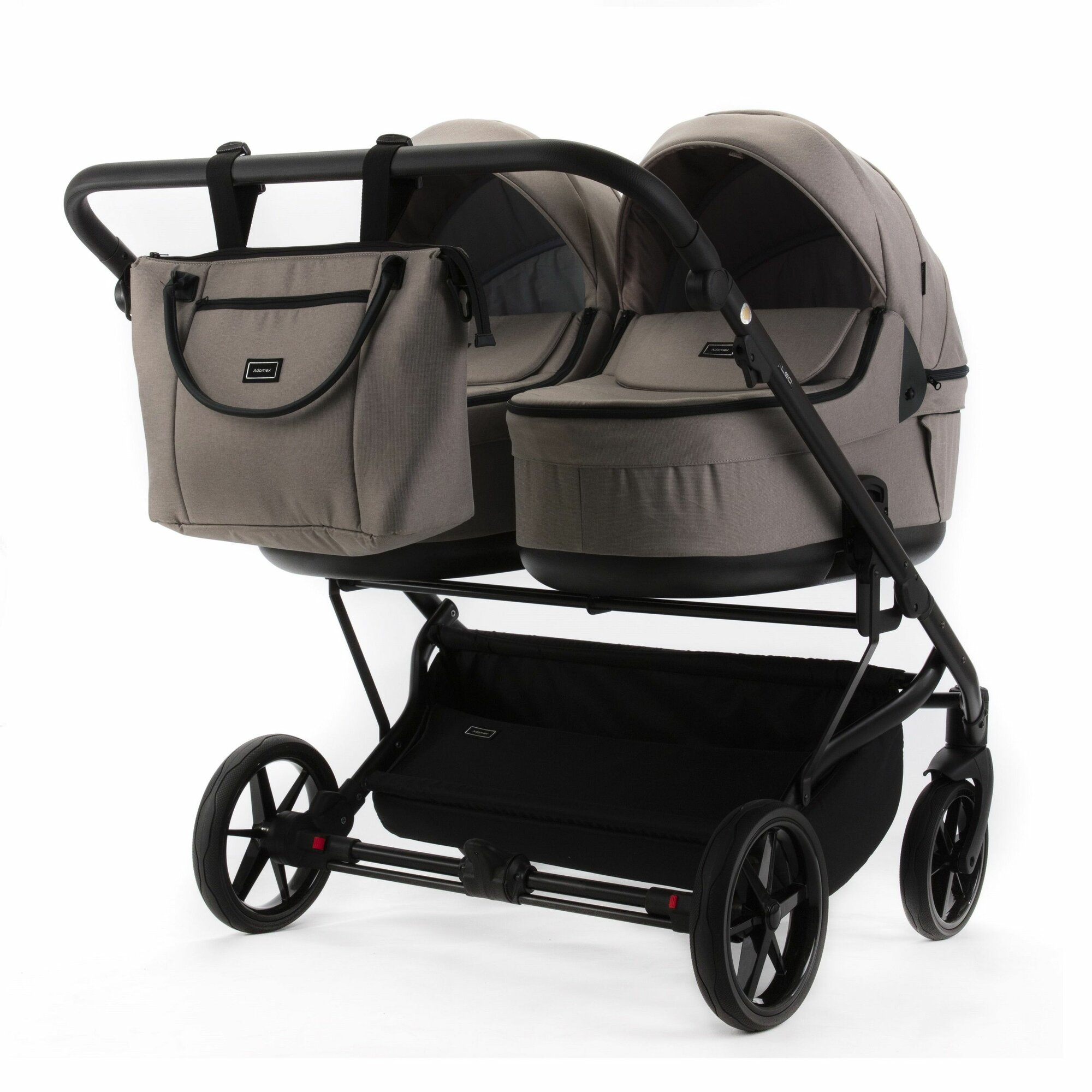 Коляска для двойни Adamex LEO DUO (2в1) DUO-TK72 - Бежевая ткань