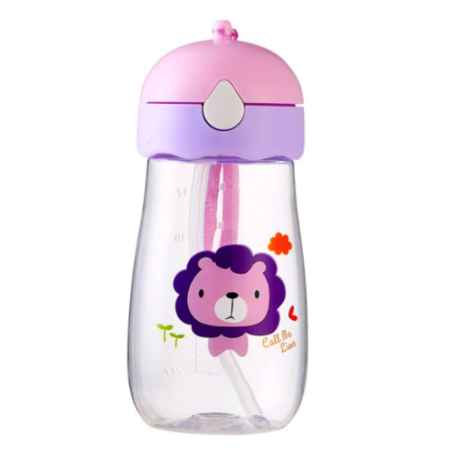 380 мл Детские стаканы для воды Экологически здоровые чашки для кормления детей Мультфильмы Молочный сок Чашки для детей Подарки Детские бутылки для воды (розовый)