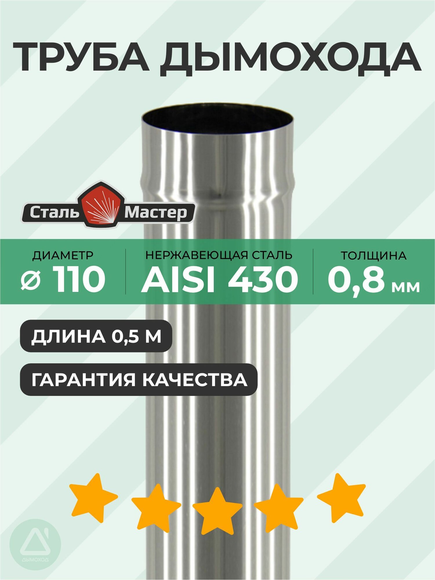 Труба 110 0,5 м нерж 0,8 мм