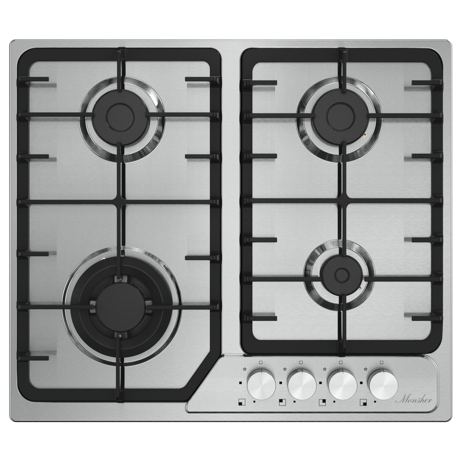 Варочная панель Monsher MSG63 Acier, нержавеющая сталь, 4 конфорки