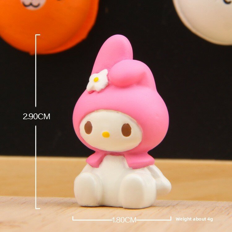 My melody pompompuri cartoon rabbit cat dog mini ornament model for gift giving and desk ornament seated smile