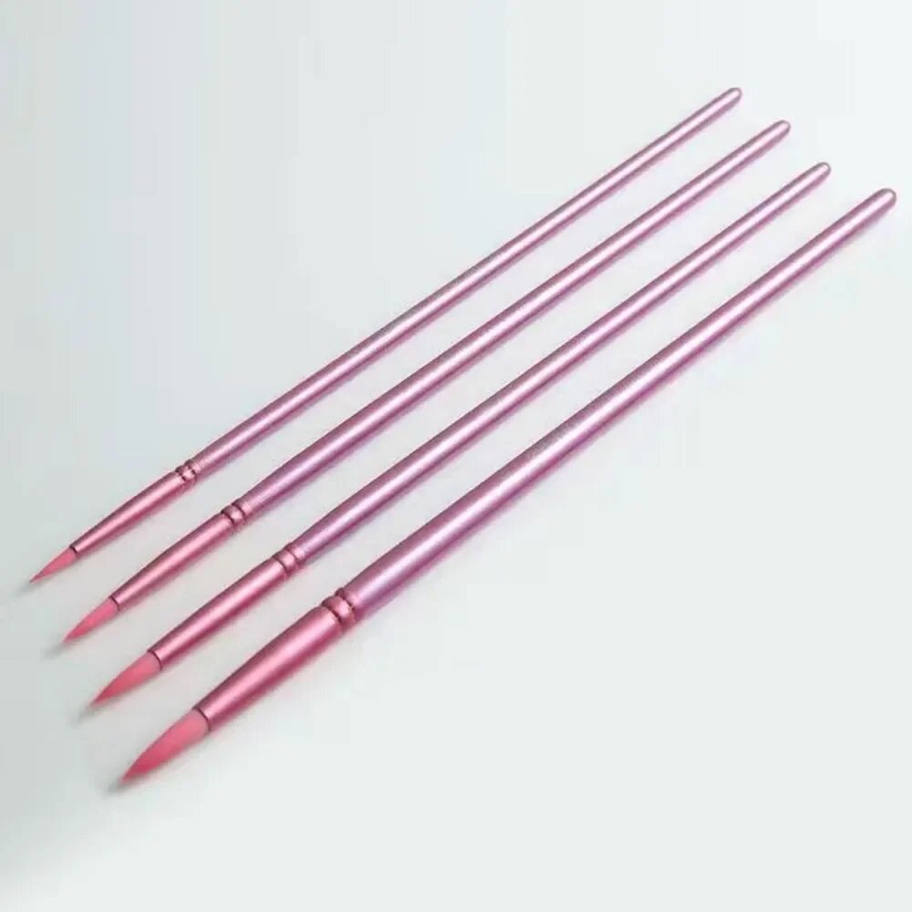 Набор кистей для рисования 4/6 шт, деревянные, нейлоновые, зеленые/розовые Розовый, 4pcs Pink