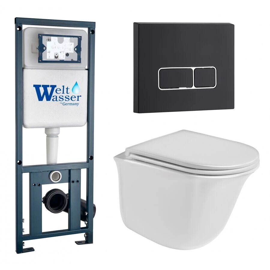 Комплект Weltwasser 10000011129 подвесной унитаз Telbach 004 GL-WT + инсталляция Marberg 410 + кнопк