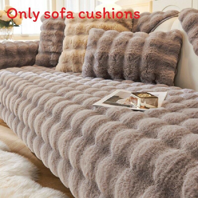 Чехол на диван из мягкой глубокой серой кроличьей шерсти роскошный толстый плюшевой мат для комфортного сидения тёмно-серый 90*180
