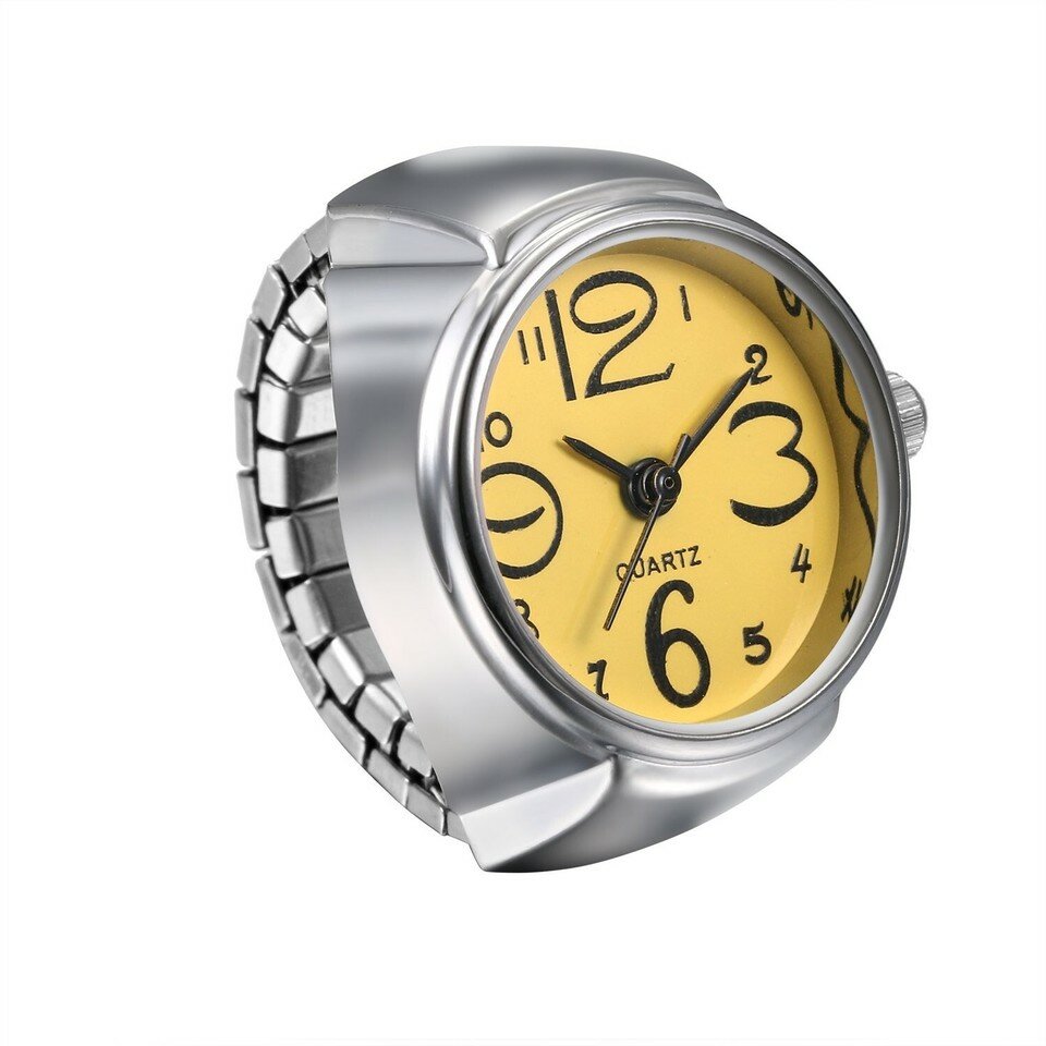 Аналоговые кварцевые часы-кольцо с эластичным ремешком для мужчин и женщин. Стильный креативный дизайн циферблата. Часы унисекс, не требующие ношения на запястье.