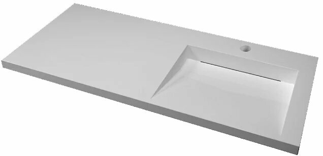 Раковина над стиральной машиной Style Line Estetus Леон 120 R с левым крылом, из искусственного камня, прямоугольная, белая, российская