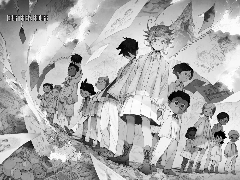 Плакат, постер Yakusoku no Neverland на холсте, размер 42х60см