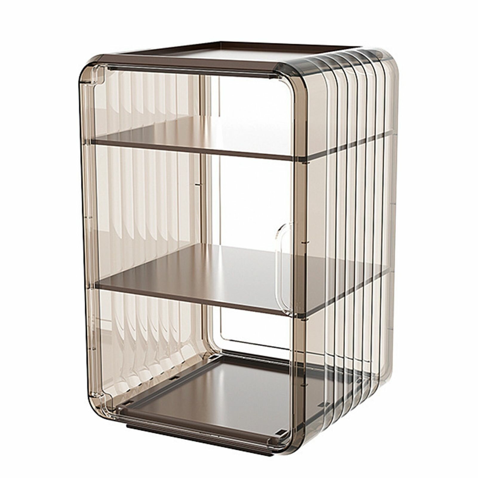 Акриловый органайзер для бутылок с водой, прочный, пыленепроницаемый, легко моющийся, держатель для хранения бутылок с водой для настольного шкафа, большой, 3-слойный, коричневый