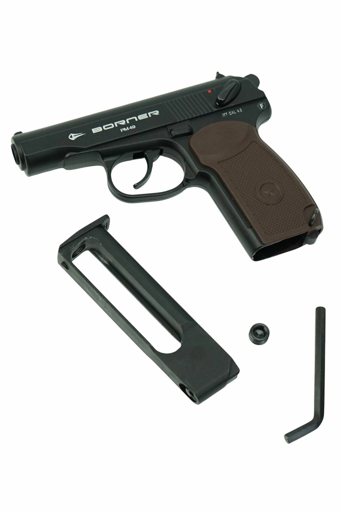 Пневматический пистолет Borner PM49, 4,5мм, скорость 120м/с, магазин 17 шариков