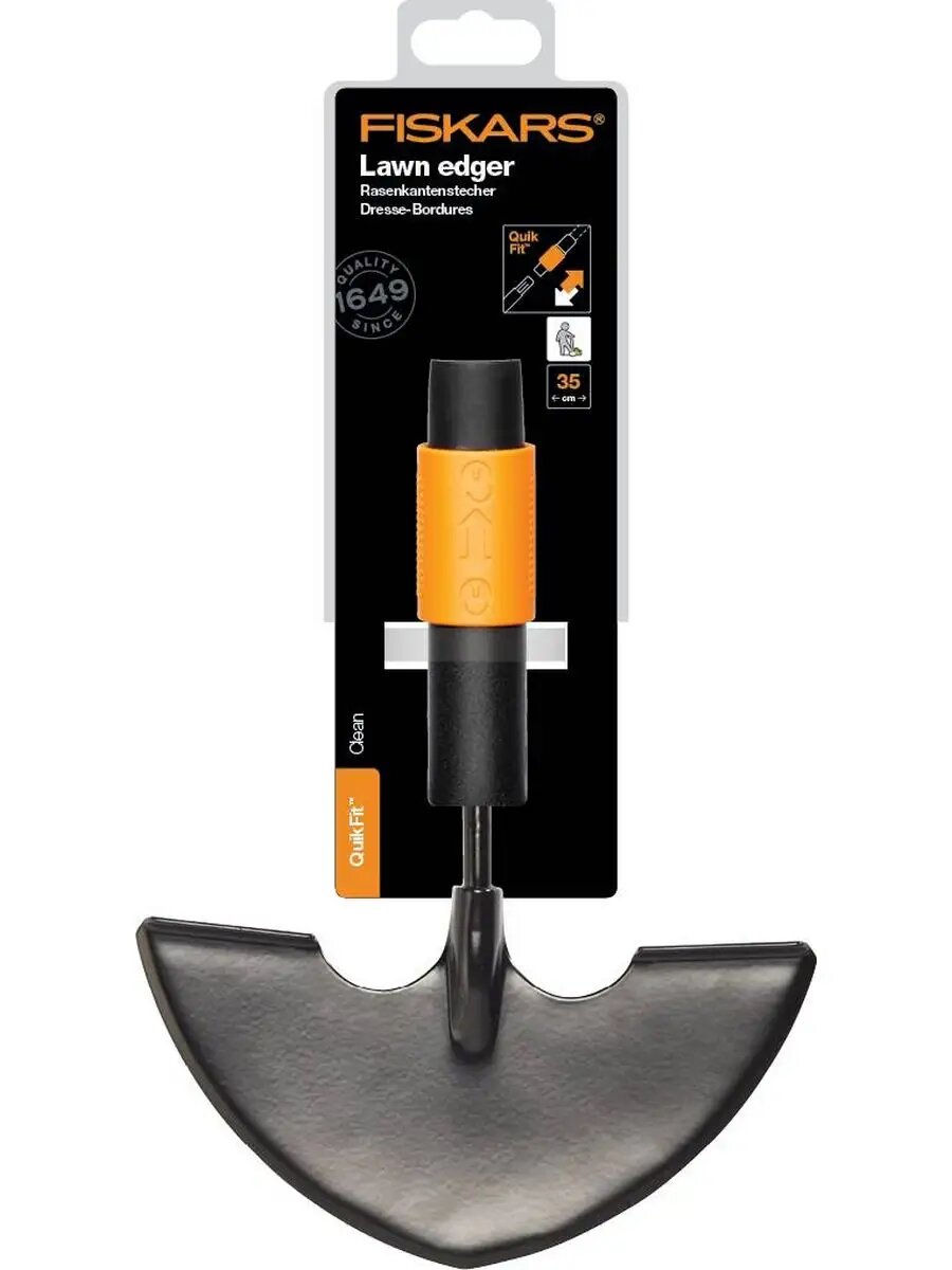Тяпка FISKARS "QuikFit" 1000690, металл, рабочая часть полумесяц, без черенка