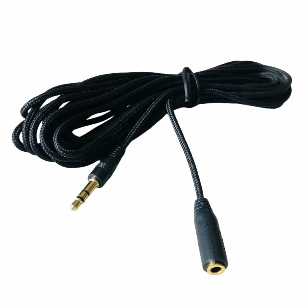 Плетеный тканевый аудиокабель 3,5 ММ с позолоченным удлинителем для наушников-1,5 м