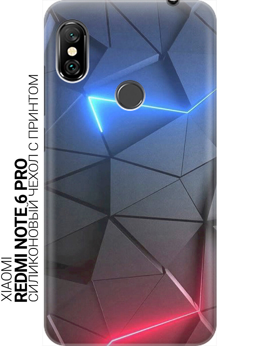 Силиконовый чехол на Xiaomi Redmi Note 6 / Note 6 Pro с принтом "Графитовые грани"