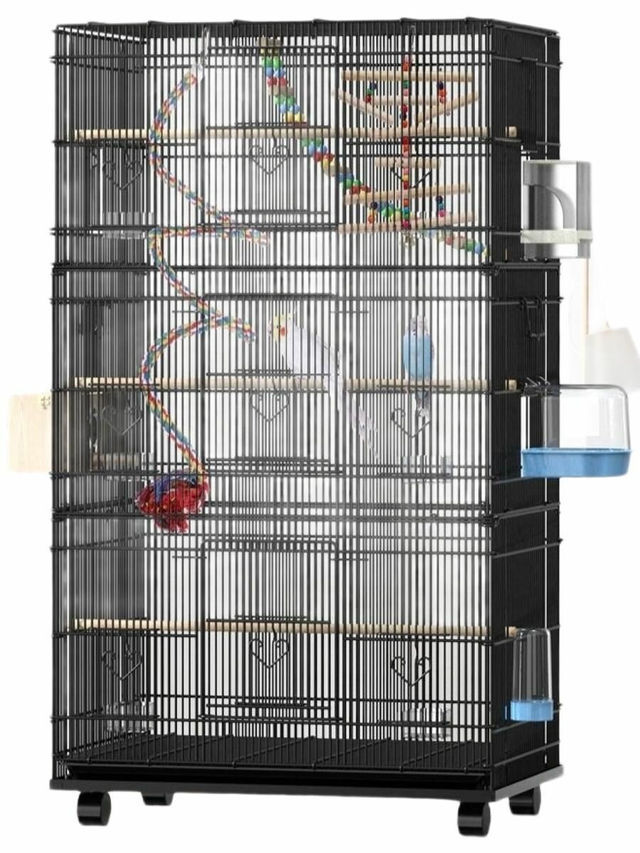 140см клетка для попугаев из утолщенной углеродистой стали безопасный вольер с зазором 1см, бесшумные колеса