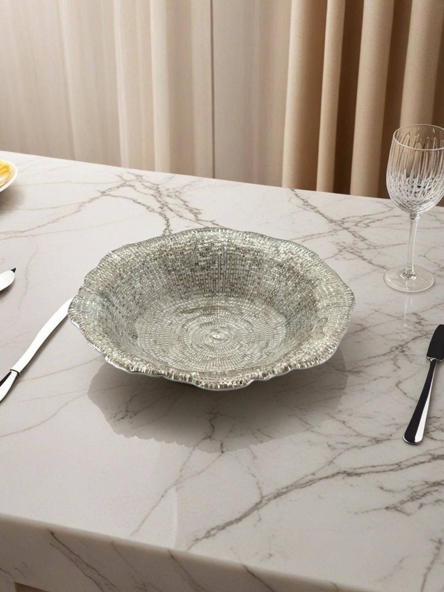 Фруктовница блюдо сервировочное из декорированного стекла DIAMANTE от IVV Италия 24 см