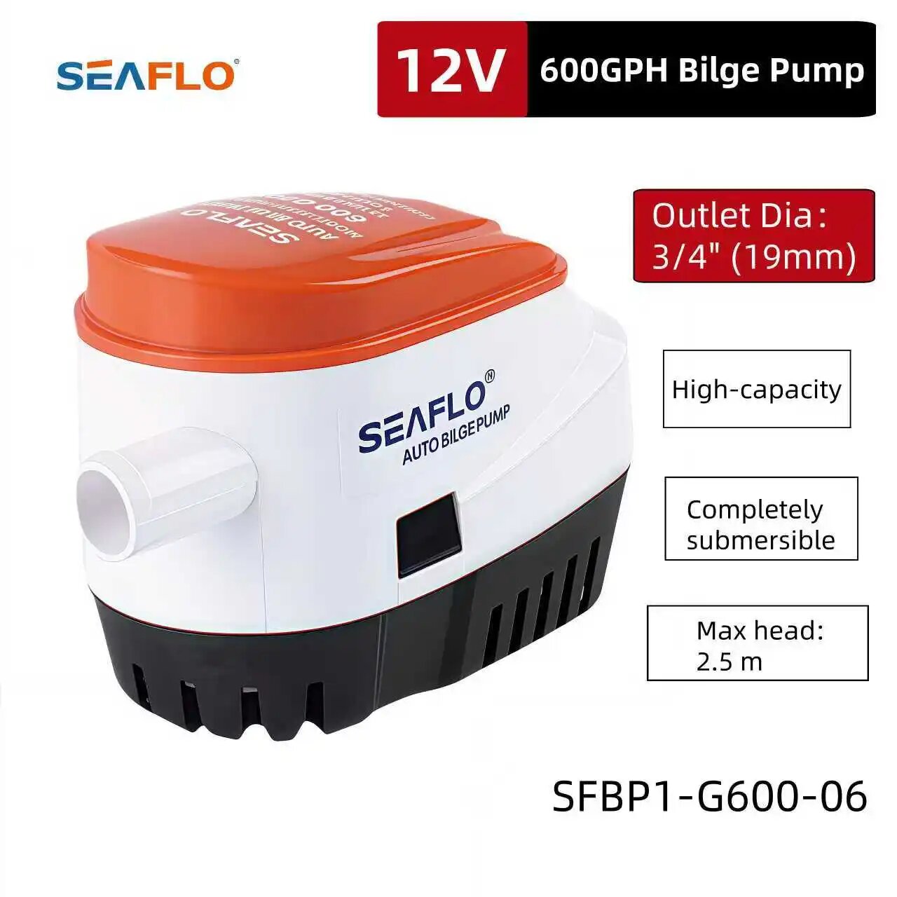 Seaflo 600GPH Автоматический трюмный насос 12/24В 12V 600GPH