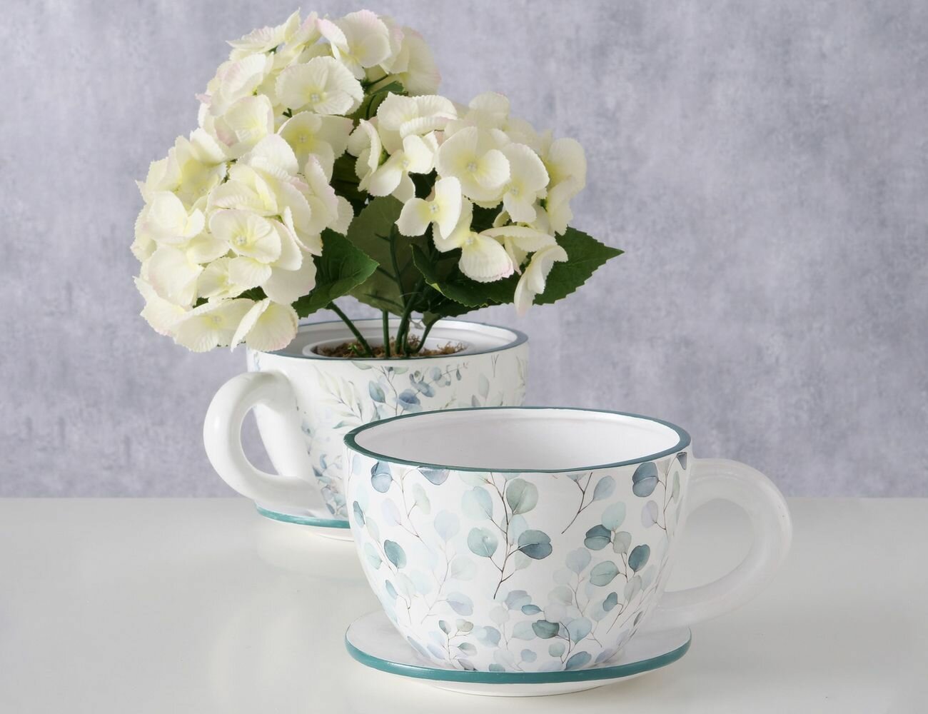 Керамическое кашпо чашечка - очарование эвкалипта, керамика, 22х17 см, Boltze 2031814-2