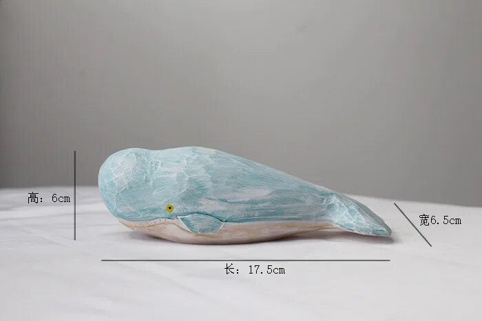 Деревянная фигурка кита ручной работы, орнамент 6,8 дюйма, серия Ocean, мини-милая резьба из липы, животное, украшение для офиса, дома, подарок на день рождения, About 17.5cm
