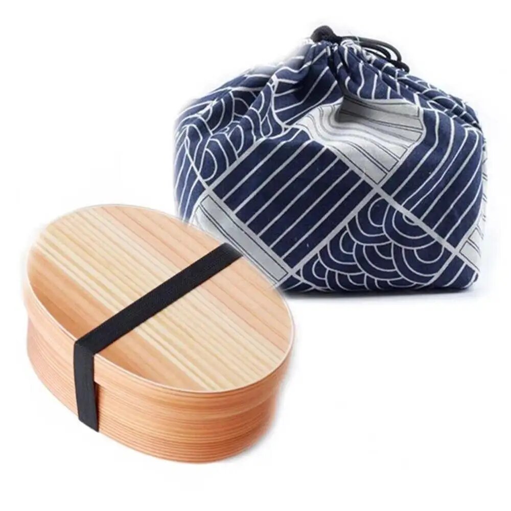 Деревянный ланч-бокс Bento Box овальный Темно-синий, 7
