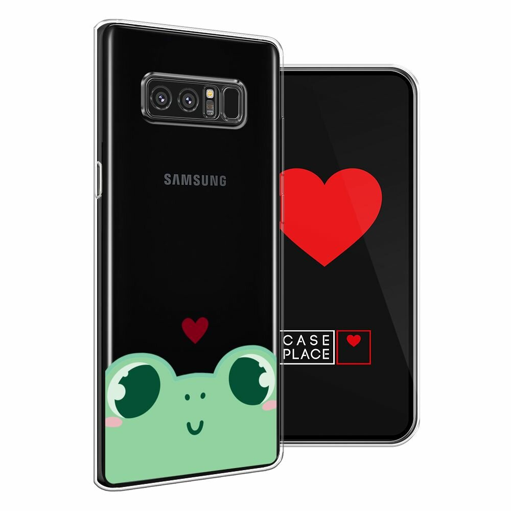 Чехол на Samsung Galaxy Note 8 / Самсунг Галакси Нот 8 с принтом "Влюблённая лягушка - 14 февраля", прозрачный — фото 1