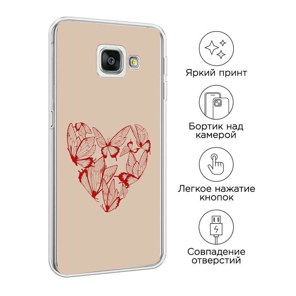 Чехол на Samsung Galaxy A3 2016 / Самсунг Галакси А3 2016 с принтом "Сердце из бабочек - 14 февраля" — фото 1