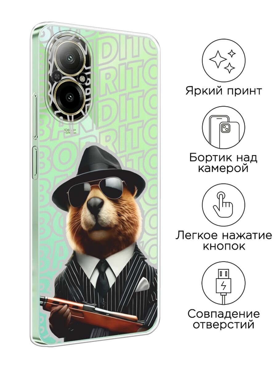 Чехол на Realme C67 4G / Реалми C67 4G с принтом "Бобрито бандито 2", прозрачный — фото 1