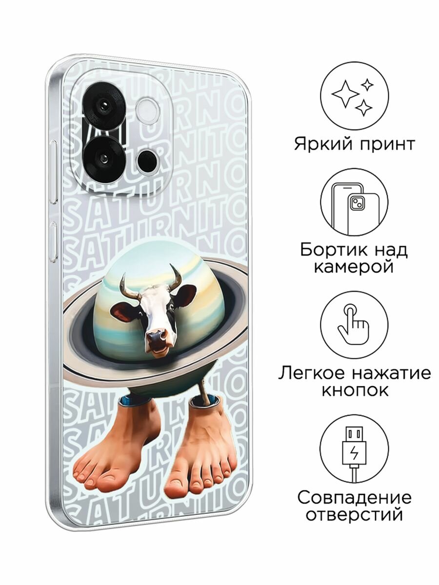 Чехол на OnePlus 13T / Ван Плас 13Т с принтом "Сатурнито сатурно 2", прозрачный — фото 1