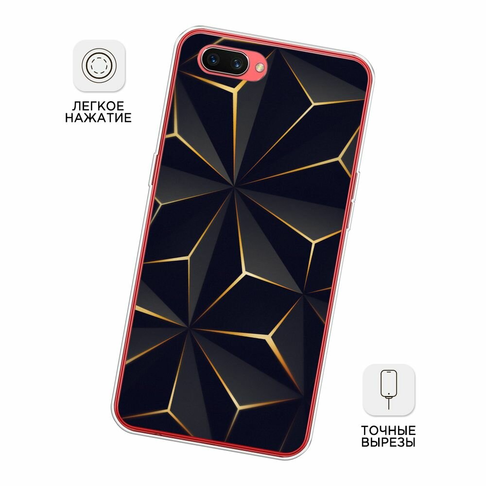 Силиконовый чехол на Oppo A3s / Oppo A3s с принтом "Черные полигоны" — фото 1
