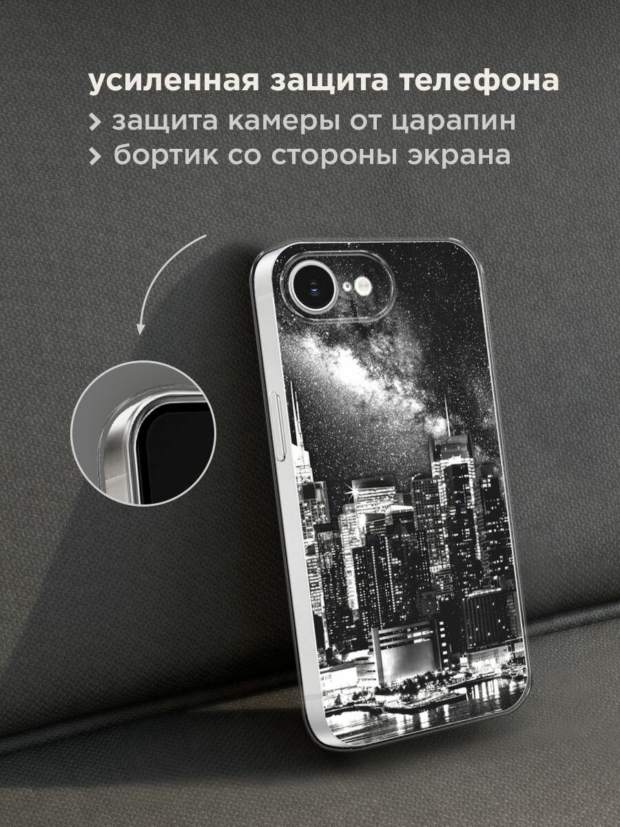 Чехол на Apple iPhone 16e/17e / Айфон 16е/17e с принтом "Ночной Нью-Йорк" — фото 1
