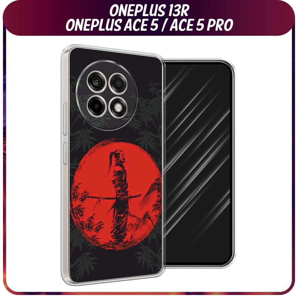 Чехол на Oneplus 13R/Ace 5/5 Pro / Ван Плас 13R/Асе 5/5 Про с принтом "Самурай на красном фоне"