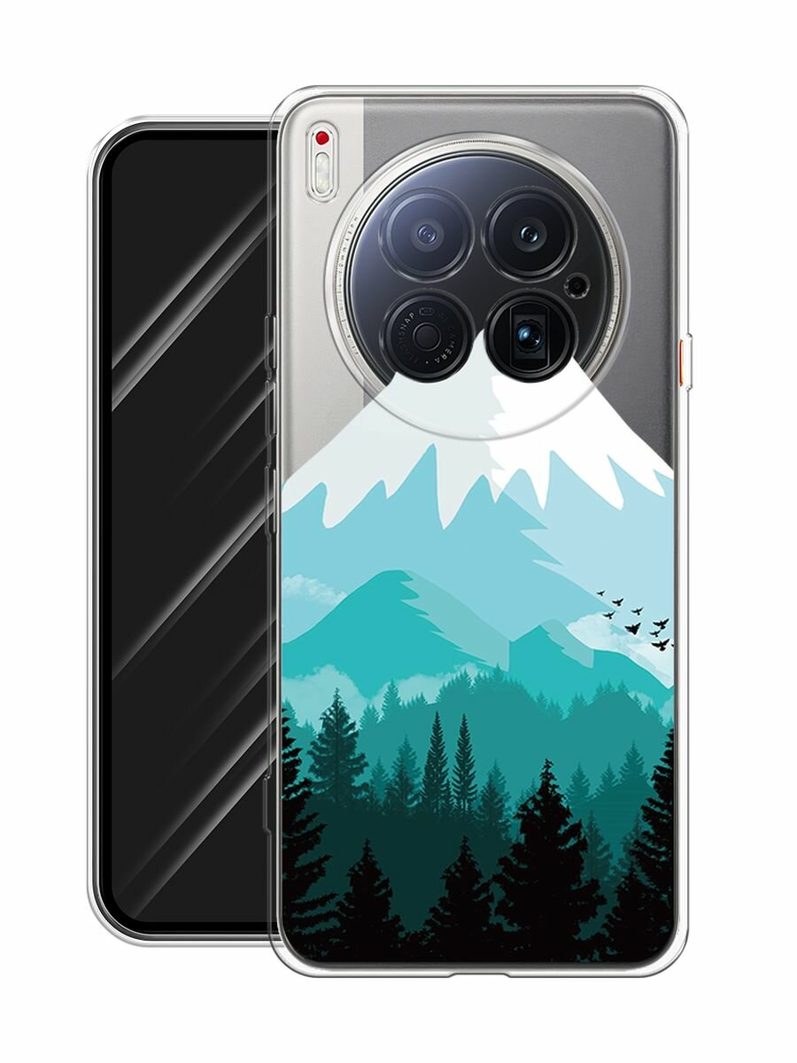 Чехол на Tecno Camon 40 Premier / Текно Камон 40 Премьер с принтом "Синяя снежная гора", прозрачный — фото 1