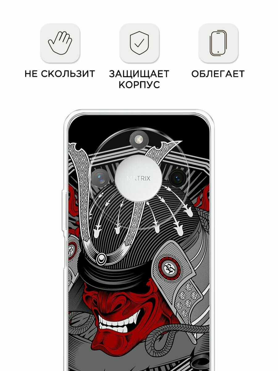 Чехол на Honor X9c Smart / Хонор X9c Смарт с принтом "Красная маска самурая" — фото 1