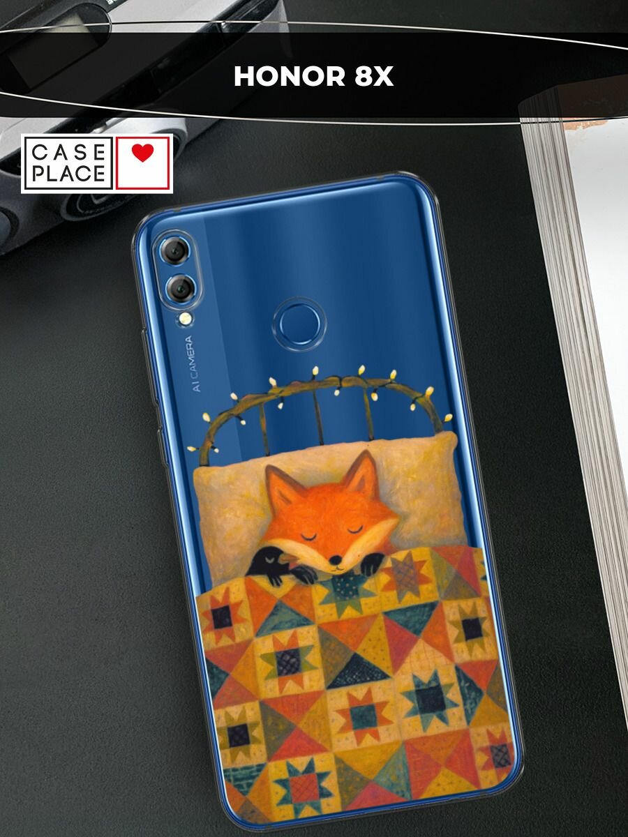 Чехол на Honor 8X / Хонор 8Х с принтом "Лисичка спит", прозрачный