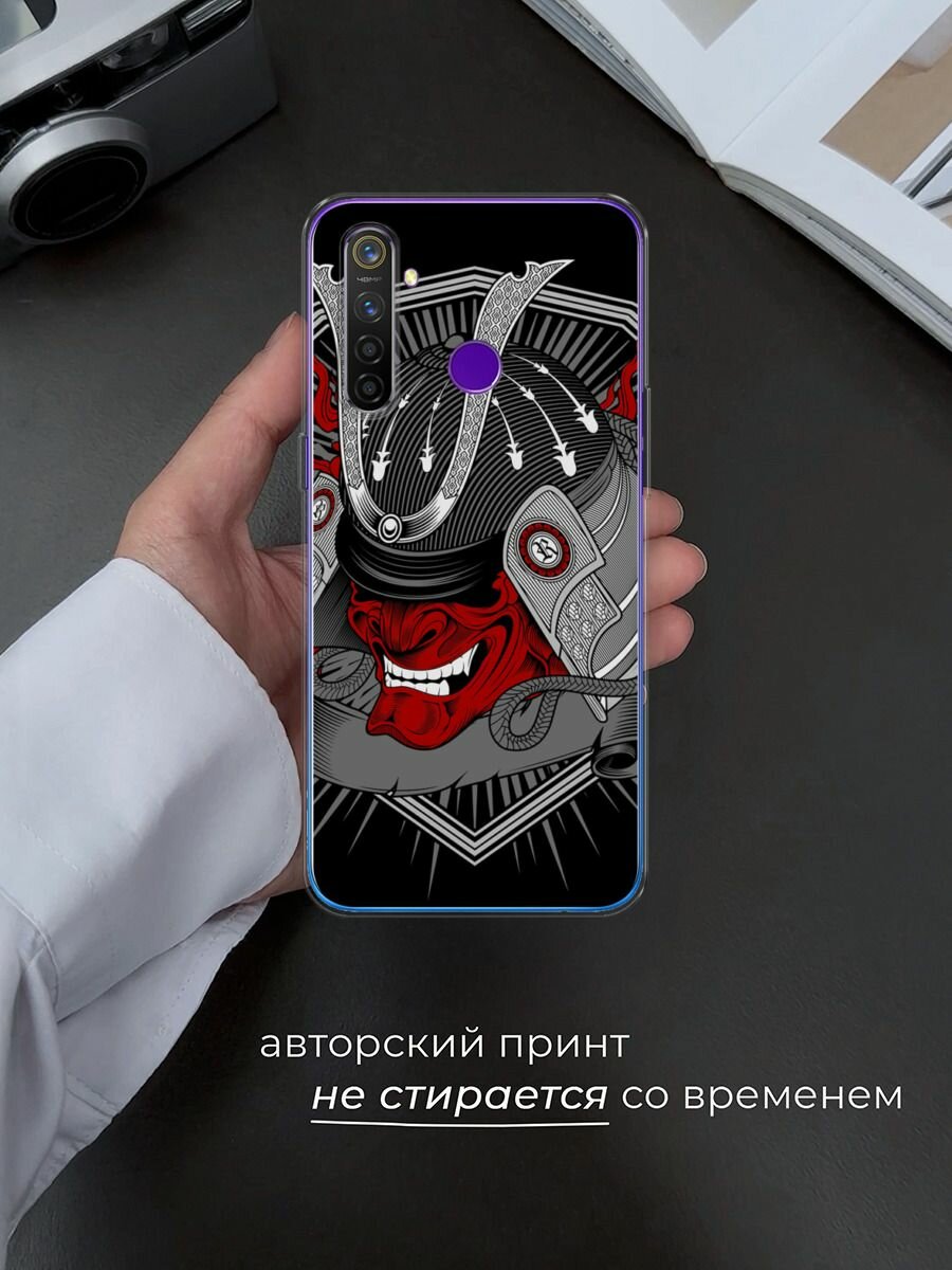 Чехол на Realme 5 Pro / Реалми 5 Про с принтом "Красная маска самурая" — фото 1