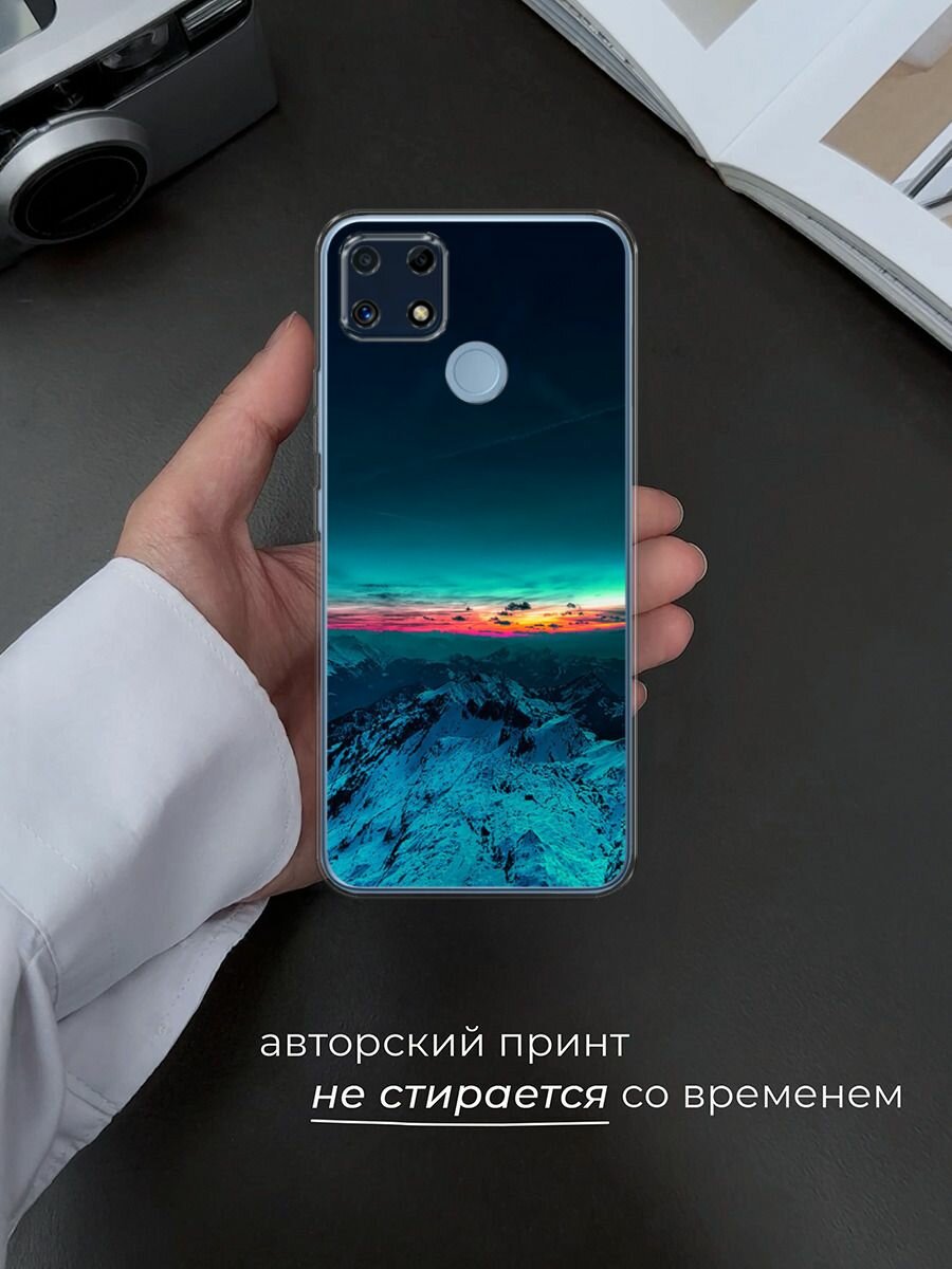 Чехол на Realme C25/C25s / Реалми С25/C25s с принтом "Закат в горах" — фото 1