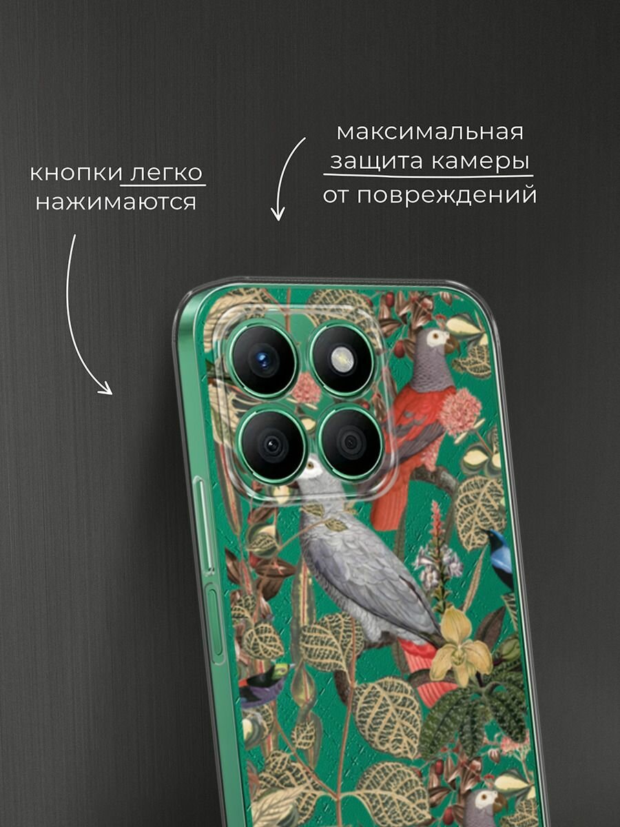 Чехол на Honor X8B / Хонор X8B с принтом "Tropical pattern", прозрачный — фото 1