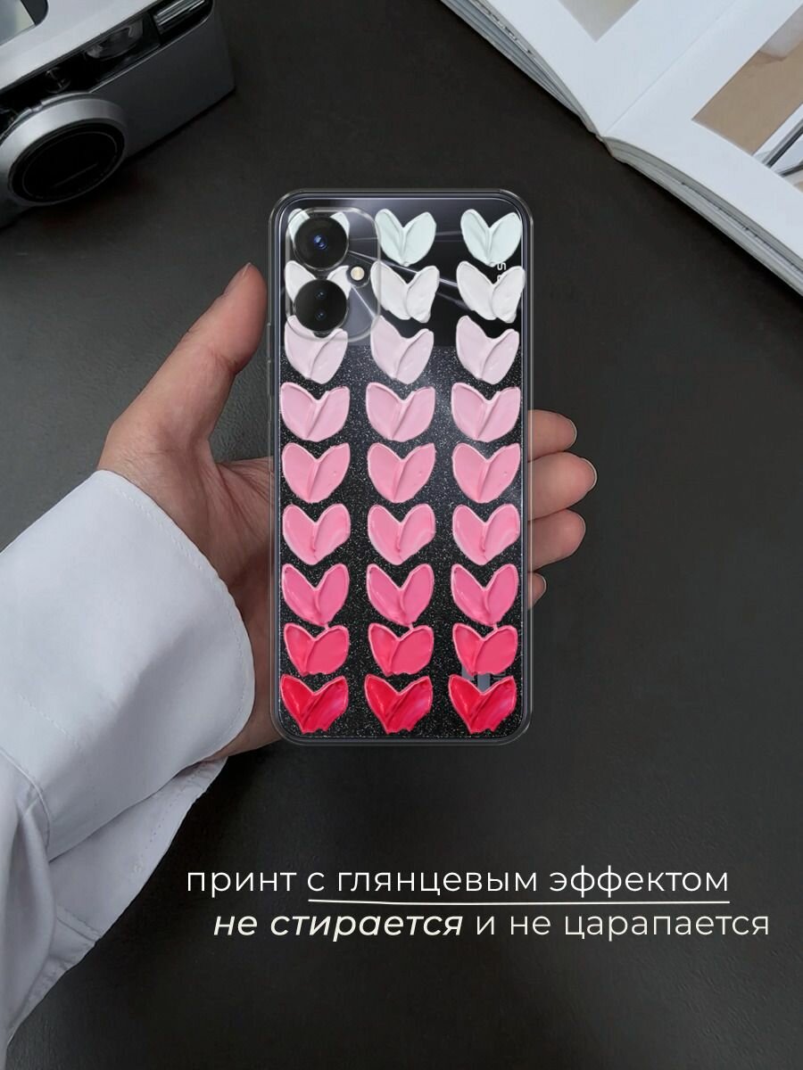 Чехол на Tecno Spark 9 Pro / Техно Спарк 9 Про с принтом "Градиент из сердечек" — фото 1