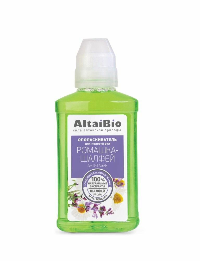 Ополаскиватель для полости рта AltaiBio антитабак ромашка-шалфей, 200 мл