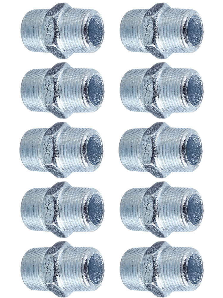 Ниппель 3/4 НР(ш) х 3/4 НР(ш) чугунный оцинкованный (10 шт.)