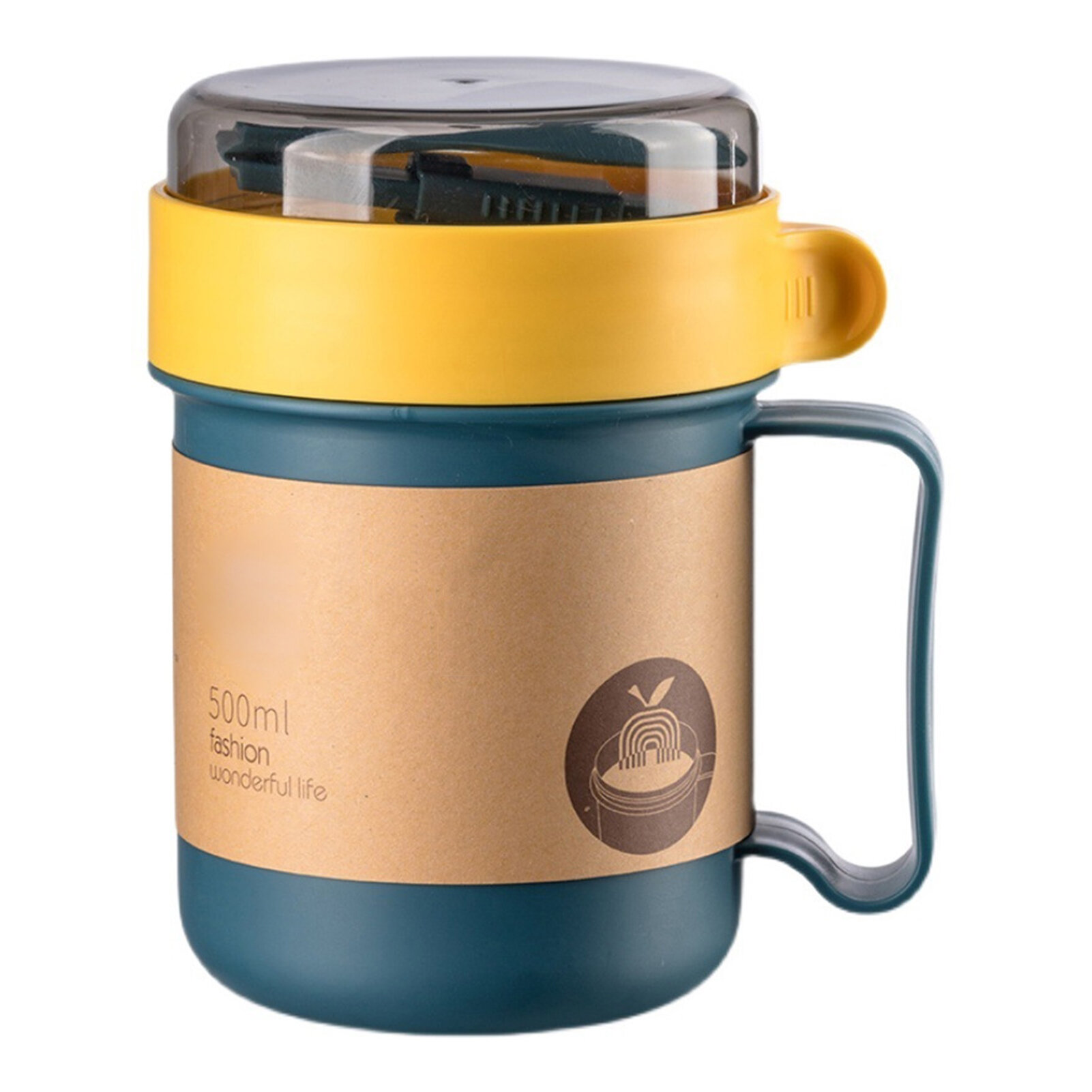 500 мл суповая чашка портативные устойчивые пластиковые изолированные контейнеры для супа с крышкой и ложкой для офиса и школы 500 мл синие