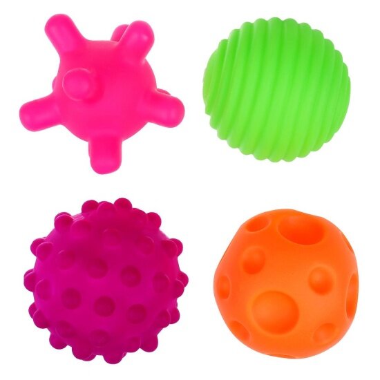 Игрушка для купания Капитошка STR-79176-B01 Синий Трактор Развивающие мячики 4 шт