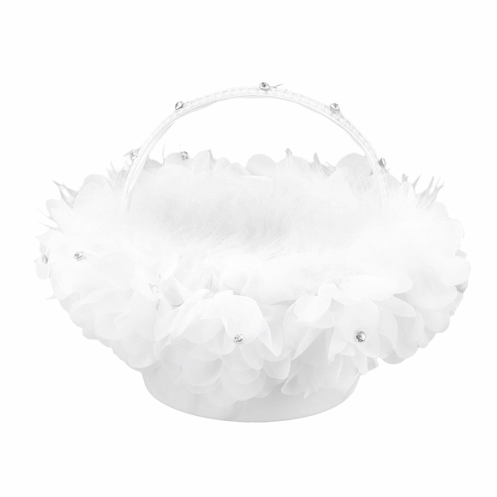 Белая корзина для девочек-цветочниц, украшение из лепестков бус, ручная свадебная корзина для подружки невесты